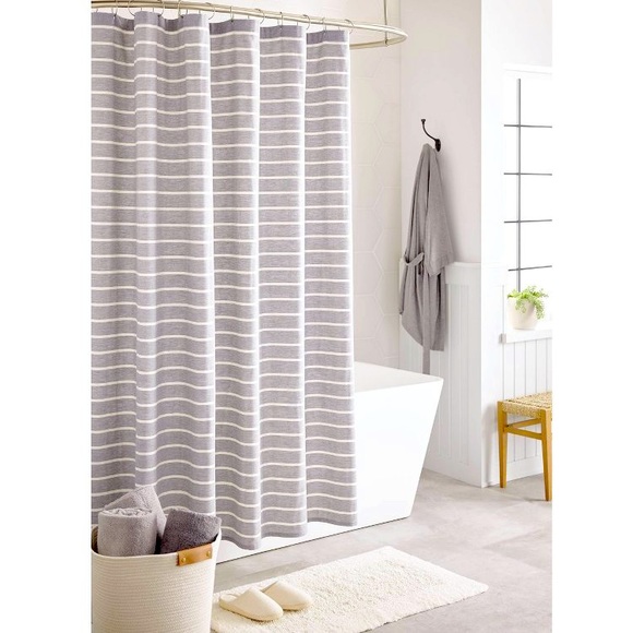 Threshold | Bath | Nwt Threshold Stripe Shower Curtain Radiant Gray ...